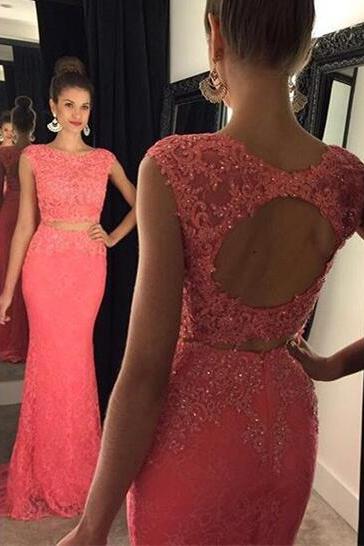 Sexy Red Long Sleeve Beaded Chiffon Long Prom Dress On Luulla